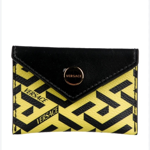Versace | Bags | Versace Unisex La Greca Logo Monogram Black And Yellow ...